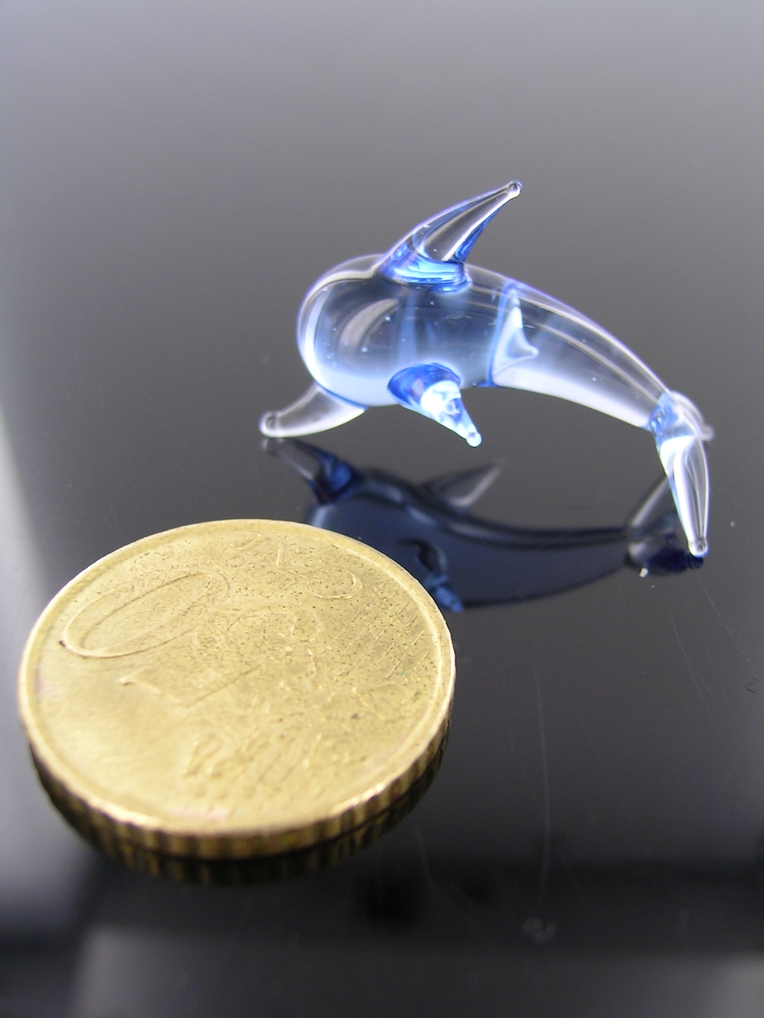 Delfin mini 2-Glasfigur-k-5 Miniatur Eisblau Delphin Glücksbringer Deko ...